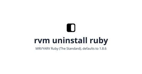 Rvm Uninstall Ruby Fig