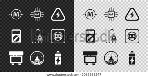 Set Electric Circuit Scheme Processor Microcircuits Stock Vector Royalty Free