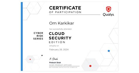 Om Karkikar On Linkedin Om Karkikar Cyber Risk Series Certificate Of Participation 2024