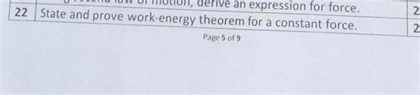 State And Prove Work Energy Theorem For A Constant Force Page Of