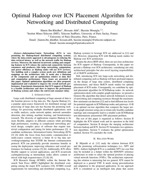 Pdf Optimal Hadoop Over Icn Placement Algorithm For Networking And Distributed Computing