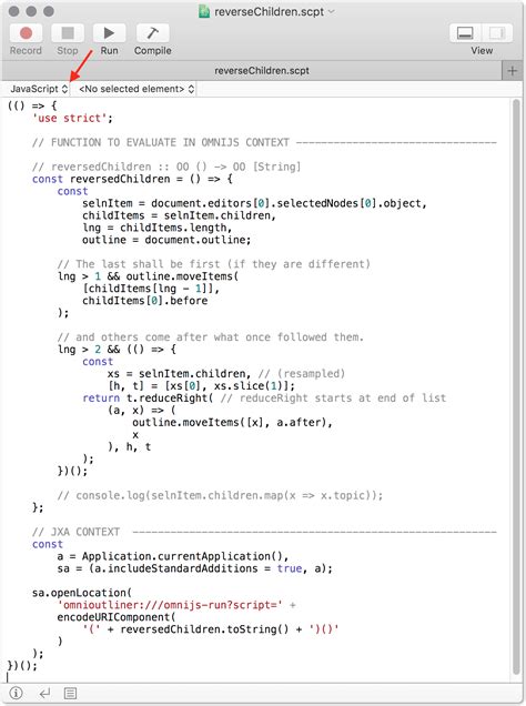Omnijs Calling A Simple Macro From Script Editor Etc Omnioutliner 5