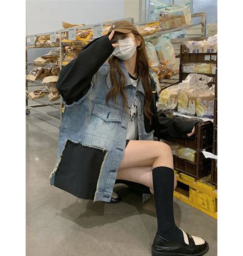 여자 데님 자켓 양복패치 코트 봄가을 빈티지 루즈핏 페이크투피스룩 원픽3 티몬