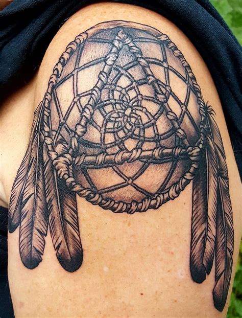 Native American Dreamcatcher Tattoo With Eagle Feathers