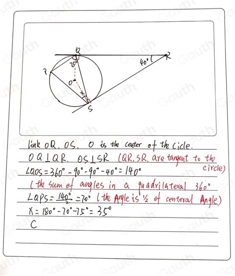 Solved Diagram Shows The Tangents QR And SR Touch The Circle PQS At Point Q And Point S