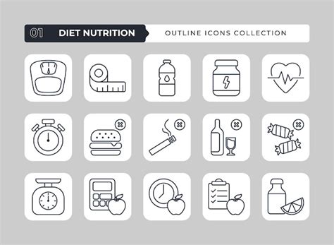 Premium Vector Diet Nutrition Outline Icon Collection