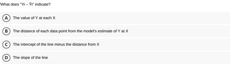 Solved What does Yi Ŷi indicate The value of Y at each Chegg com