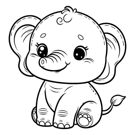 Раскраска Милый слоник распечатать или скачать