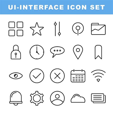 Premium Vector User Interface Line Icons Collection Basic Ui Icon Set