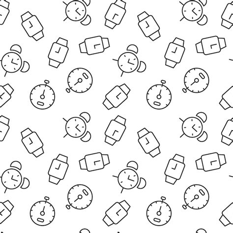 Premium Vector Seamless Vector Monochrome Pattern Of Alarm Clock