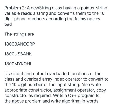 Solved Problem 2 A Newstring Class Having A Pointer String