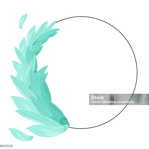 에메랄드 그린과 라운드 블랙 프레임의 수채화 그림 텍스트에 대 한 공간을 가진 흰색 배경에 나뭇잎 카드 디자인입니다 결혼식 초대장 덩굴에 대한 스톡 벡터 아트 및 기타