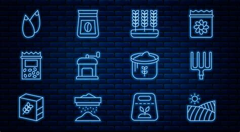 세트 라인 농업 밀 필드 정원 피치 포크 밀 수동 커피 분쇄기 팩 전체 씨앗 식물 씨앗 가방 밀가루와 콩 아이콘 벡터 0명에 대한 스톡 벡터 아트 및 기타 이미지 Istock