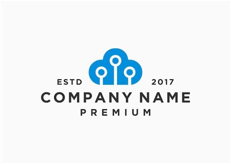 구름 기술 로고 디자인 벡터 일러스트 템플릿 프리미엄 벡터