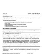 Memo To File Template How To Doc PAMQuIP Memo To File Guidance WHAT Is A Memo To File A Memo