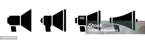 확성기 아이콘을 설정합니다 스피커 기호입니다 검은색 확성기 확성기 아이콘입니다 글리프의 스피커 확성기 기호입니다 라우드 스피커 세트 검은색에 대한 스톡 벡터 아트 및 기타