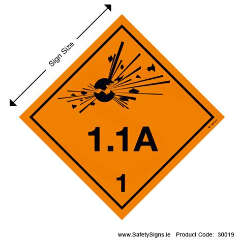 Class 1 Explosive 1 1a 30019 — Safetysigns Ie