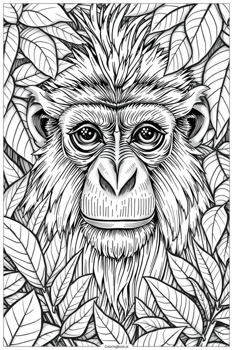 원숭이 얼굴 색칠 페이지