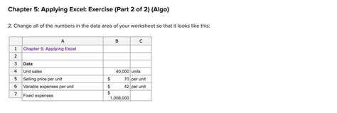 solved chapter 5 applying excel data unit sales selling