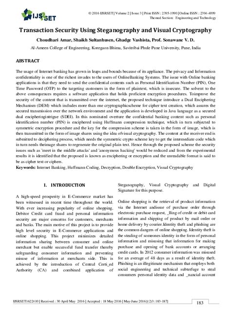 Pdf Transaction Security Using Steganography And Visual Cryptography