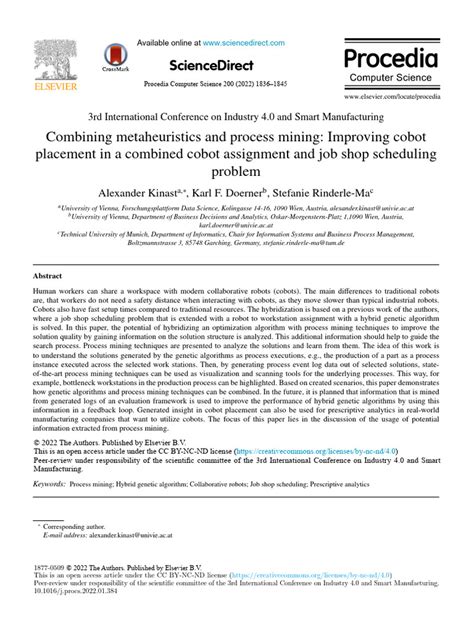 2022 Combining Metaheuristics And Process Mining Improving Cobot Pdf