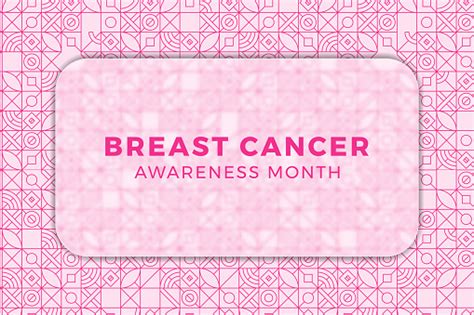 유방암 인식의 달 배너 디자인 레이아웃 흐린 유리 요소와 기하학적 패턴 분홍빛이 도는 배경의 휴일 템플릿 벡터 일러스트 레이 션 Eps 10 배경 주제에 대한 스톡 벡터