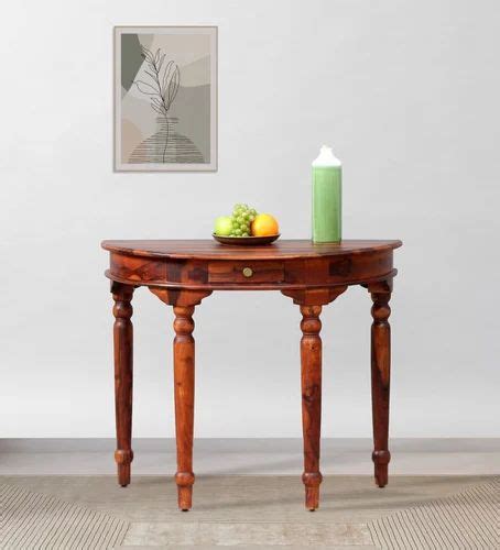 Solid Sheesham Wood Console Table D Shape With Storage At Best Price