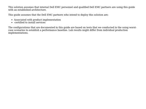 Assumptions Configuration Best Practices—dell Emc Storage With Bosch