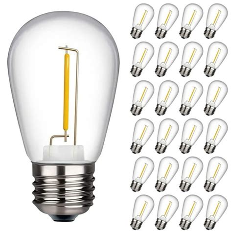 Brimax 25pack 2w S14 Outdoor Edison Light Bulbs For String Light Replacement E26 Base 2200k
