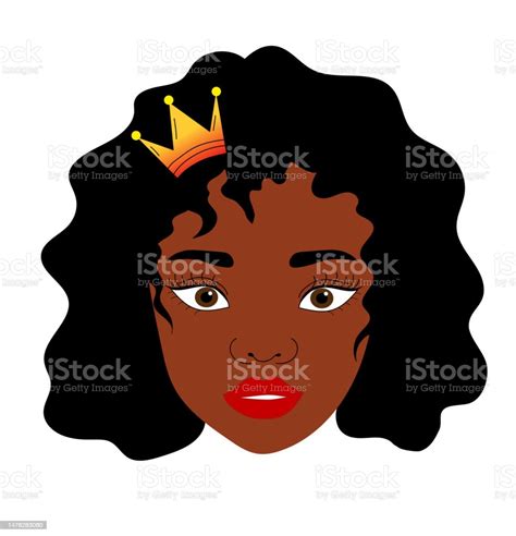 금 왕관을 가진 흑인 여자 머리 곱슬 머리를 가진 흑인 소녀 여왕의 벡터 그림입니다 포스터 엽서 아바타 20 29세에 대한 스톡 벡터 아트 및 기타 이미지 Istock