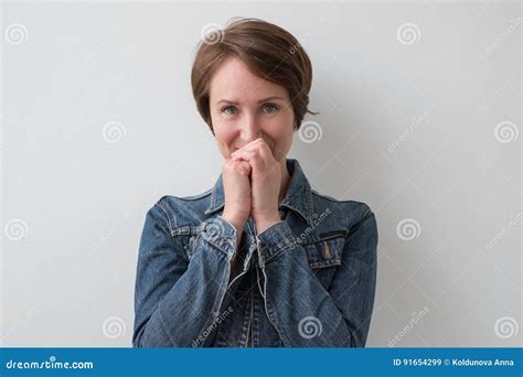 Portrait Of A Middle Aged Shy Woman Stock Image Image Of Joyful Sweet