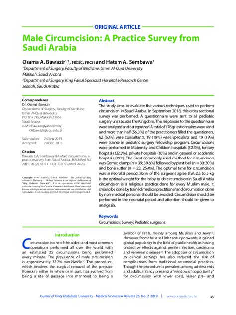Pdf Male Circumcision A Practice Survey From Saudi Arabia