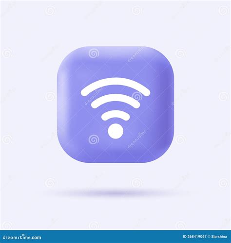D Wifi Icon Wireless Network Concept Cyberspace Sign On Realistic Violet Button Stock Vector