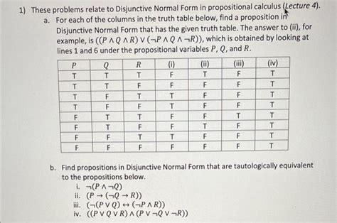 Solved 1 These Problems Relate To Disjunctive Normal Form