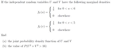 solved if the independent random variables u and v have the