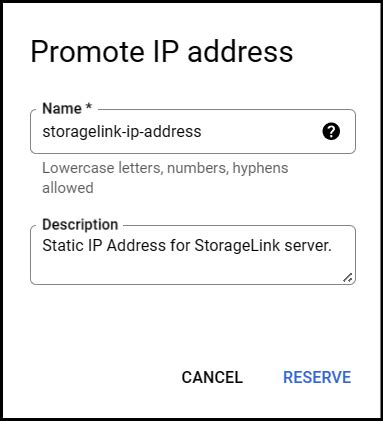 Create A Static IP Address StorageLink