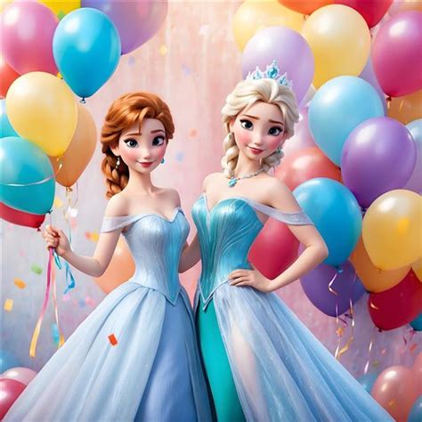 السا و آنا در تولد تصویرسازی کارتونی کودکانه مربعی عکس با کیفیت و وکتور