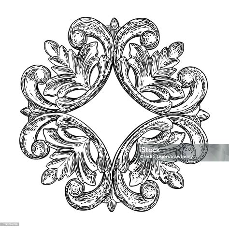 빈티지 장식 바로크 양식의 장식 요소와 같은 원형 원형 꽃 만다라 패션 스카프 인쇄 직물 디자인에 대한 대리석 돌을 그리기 벡터