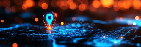 Glowing Location Pin On Digital Map Concept For Gps Navigation
