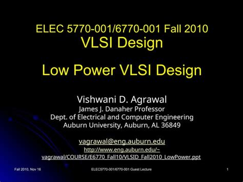Vlsi For Low Power Design And Circuitppt