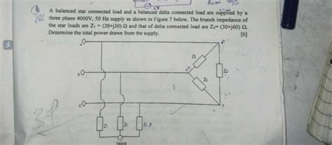 Solved B ﻿a Balanced Star Connected Load And A Balanced