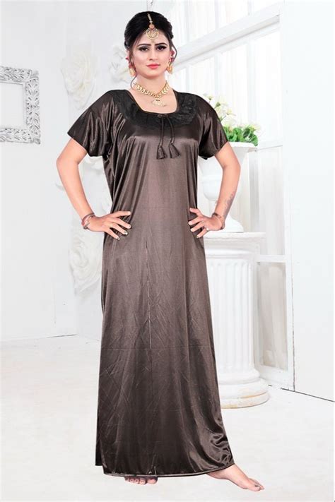 Solid Ladies Satin Nighties Multiple Colors Stitched At Best Price In