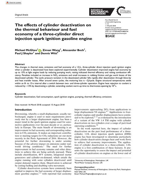 The Effects Of Cylinder Deactivation On The Thermal Behaviour And Fuel