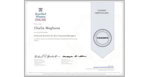 Meghana Challa On Linkedin Completion Certificate For Financial Acumen