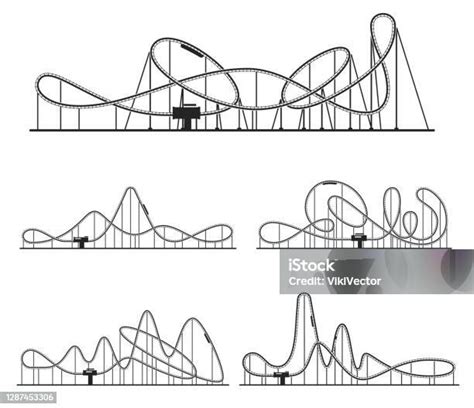 롤러 코스터 다양한 경로 세트 놀이기구 컬렉션 철로가 꽉 회전합니다 철도 트랙에 대한 스톡 벡터 아트 및 기타 이미지 철도 트랙 롤러코스터 가파른 Istock