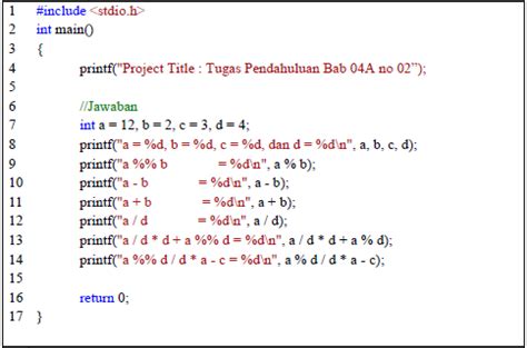 Latihan Program Tipe Data Dan Operasi Bahasa C Rumah IT