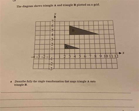 Solved Q4 The Diagram Shows Triangle A And Triangle B Plotted On A Grid A Describe Fully The S