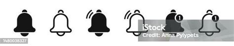 알림 벨 벡터 아이콘 세트입니다 알람 기호입니다 들어오는 메시지 기호입니다 새 메시지 알림 그래픽 사용자 인터페이스에 대한 스톡 벡터 아트 및 기타 이미지 Istock