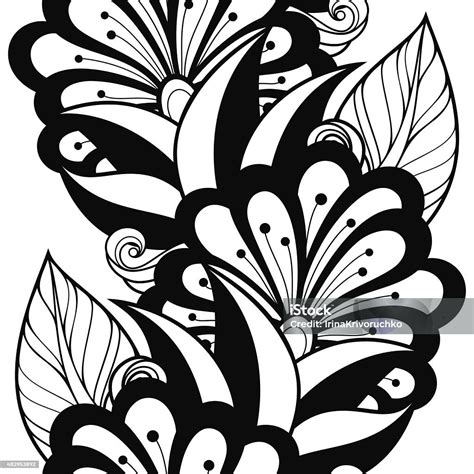 Vector Seamless Monochrome Floral Pattern Stock Illustration Download Image Now 2015