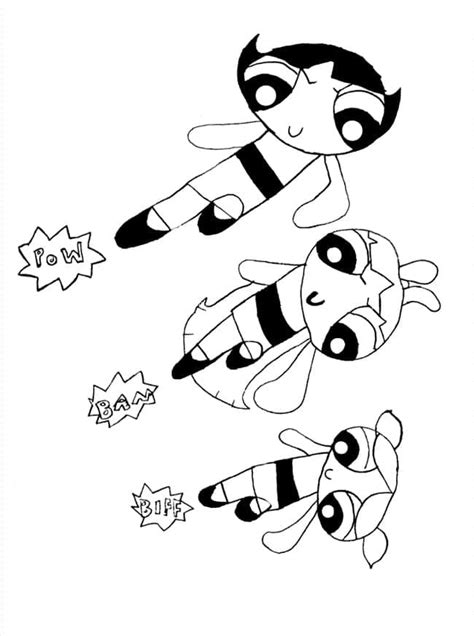 Fise De Colorat Cu Imagine Drăguță Fetițele Powerpuff Pentru Copii